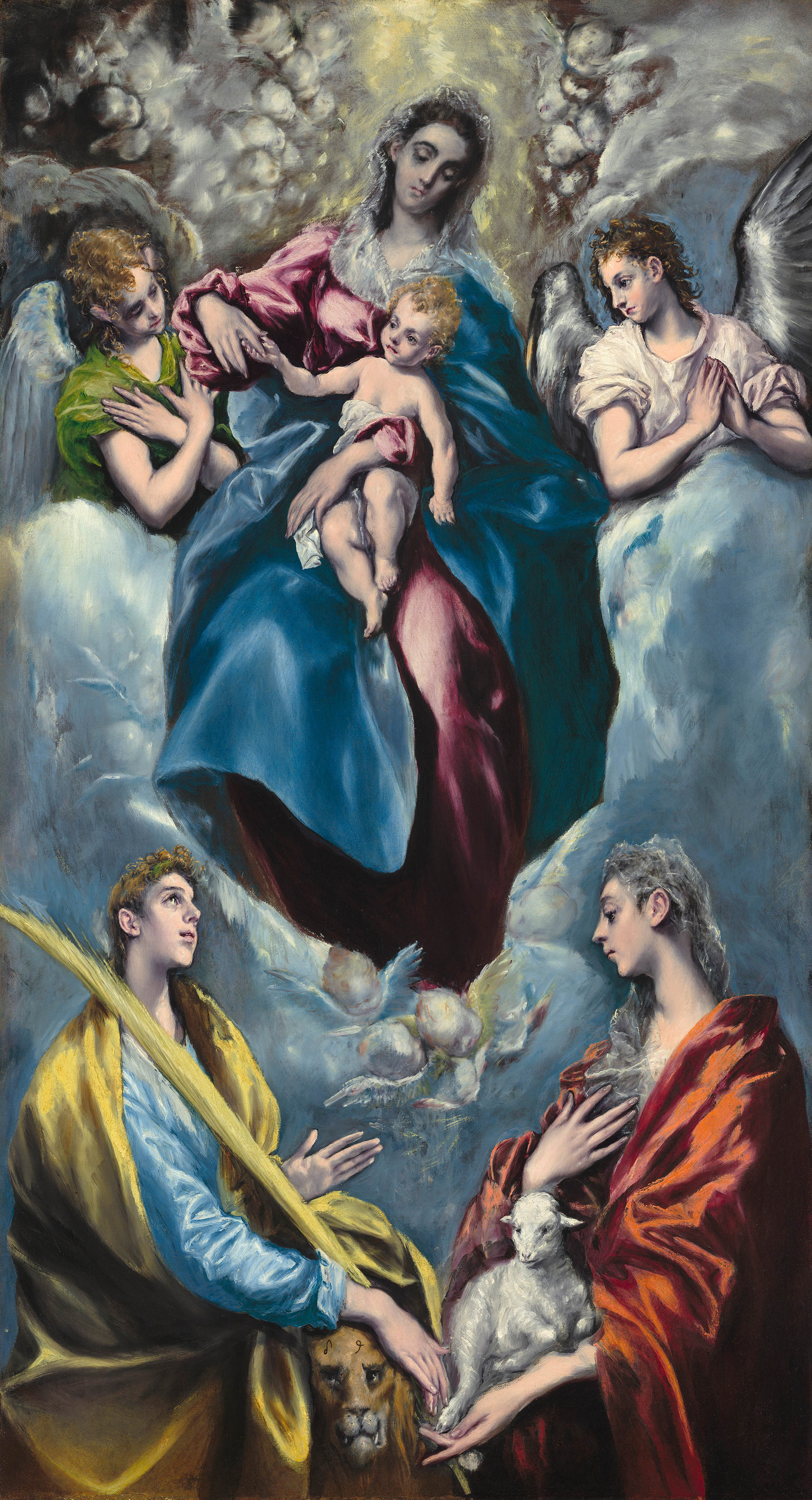 Madonna Og Barn Med To Engler Madonna And Child Enthroned – Works